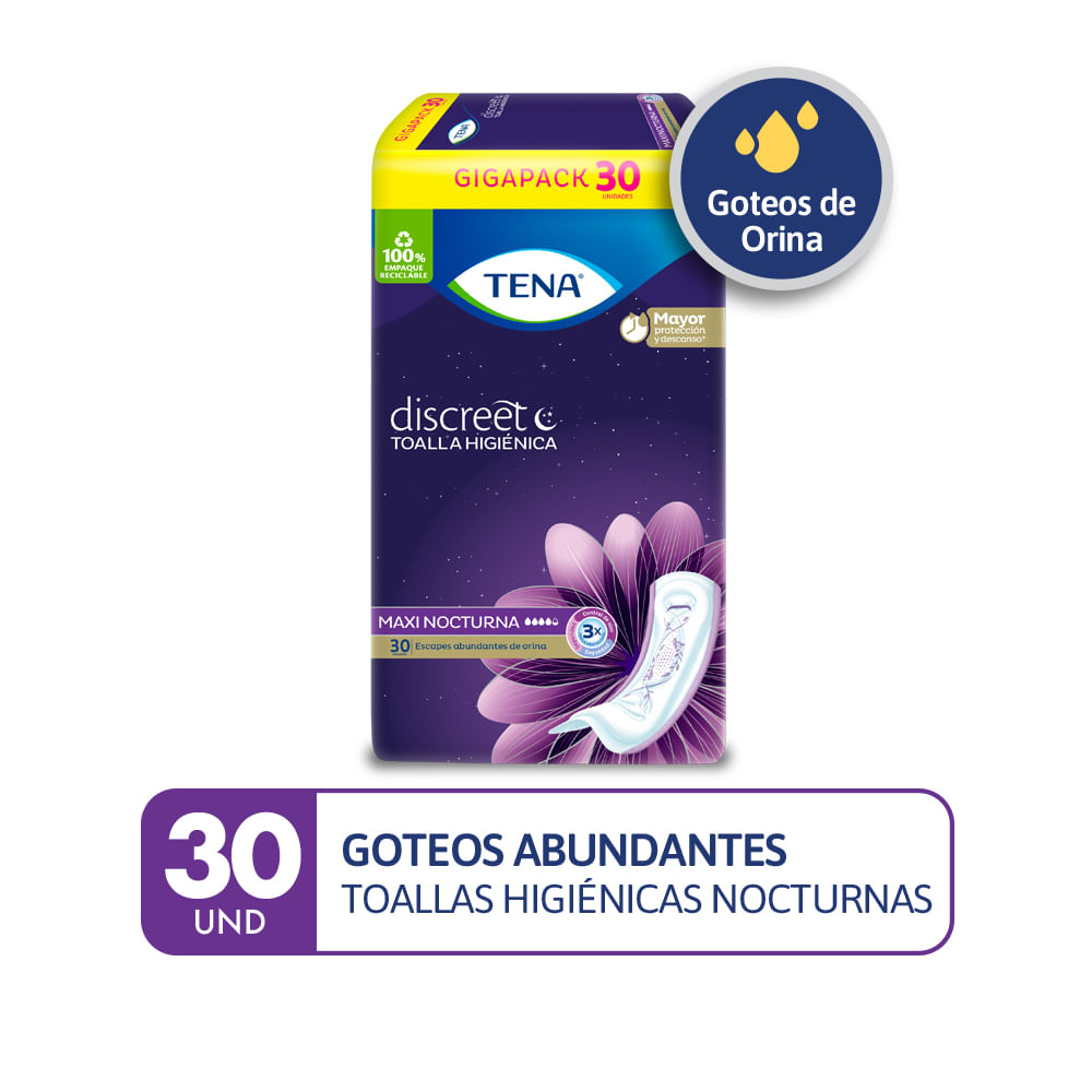Tena Discreet Maxi Nocturna Toallas Higiénicas 30 und Precio + Delivery ...