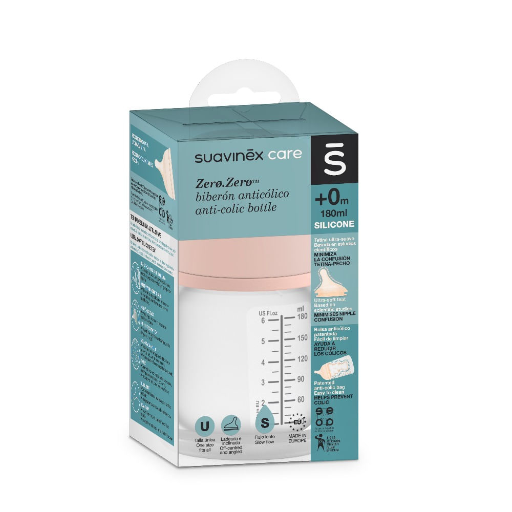 Suavinex Zero Zero Biberón Anticólico Flujo Lento 180 ml Precio + Delivery Gratis
