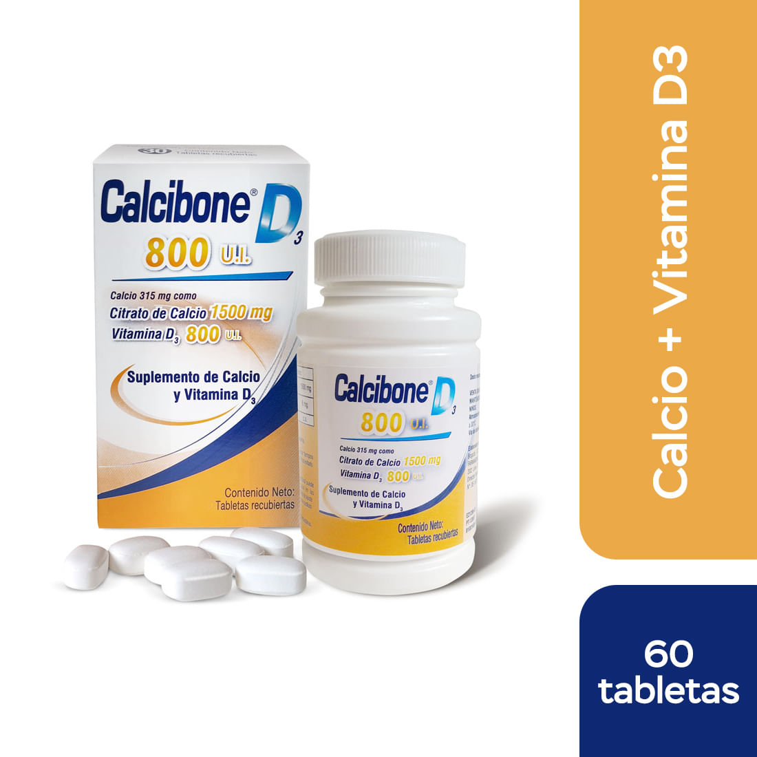 Calcibone D3 800 ui Tabletas 60 und Precio + Delivery Gratis