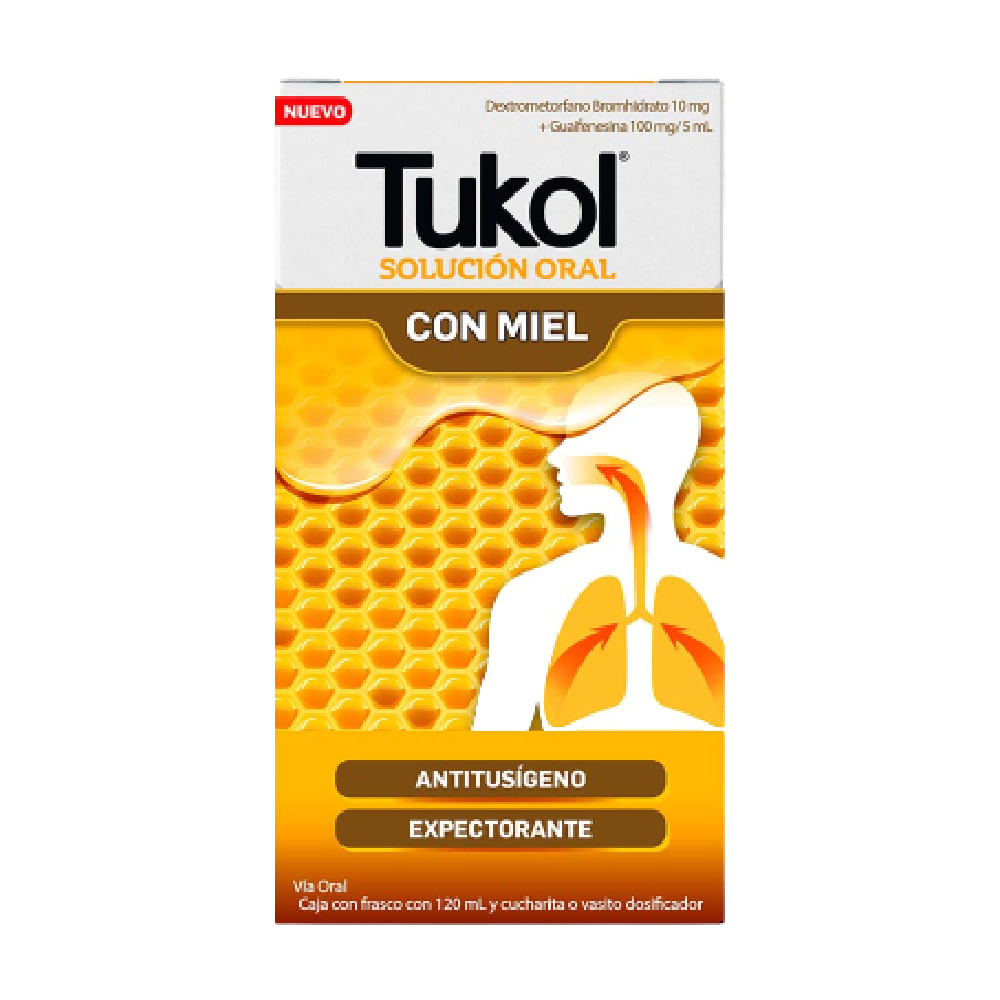 Tukol con Miel 10 mg + 100 mg Solución Oral 120 ml Precio + Delivery Gratis
