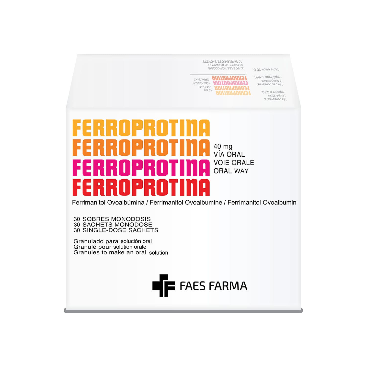 Ferroprotina 40 mg Granulado para Solución Oral Sobres 30 und