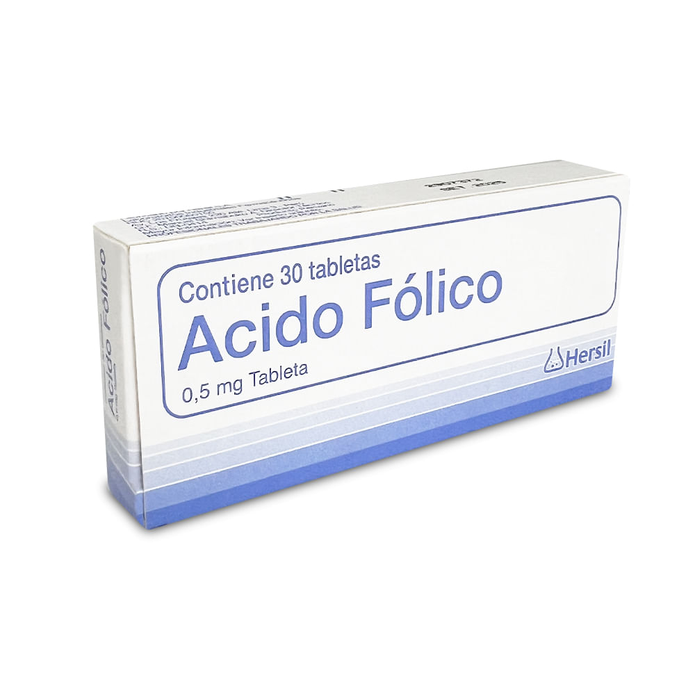Hersil Ácido Fólico 0.5 mg Tabletas 30 und Precio + Delivery Gratis