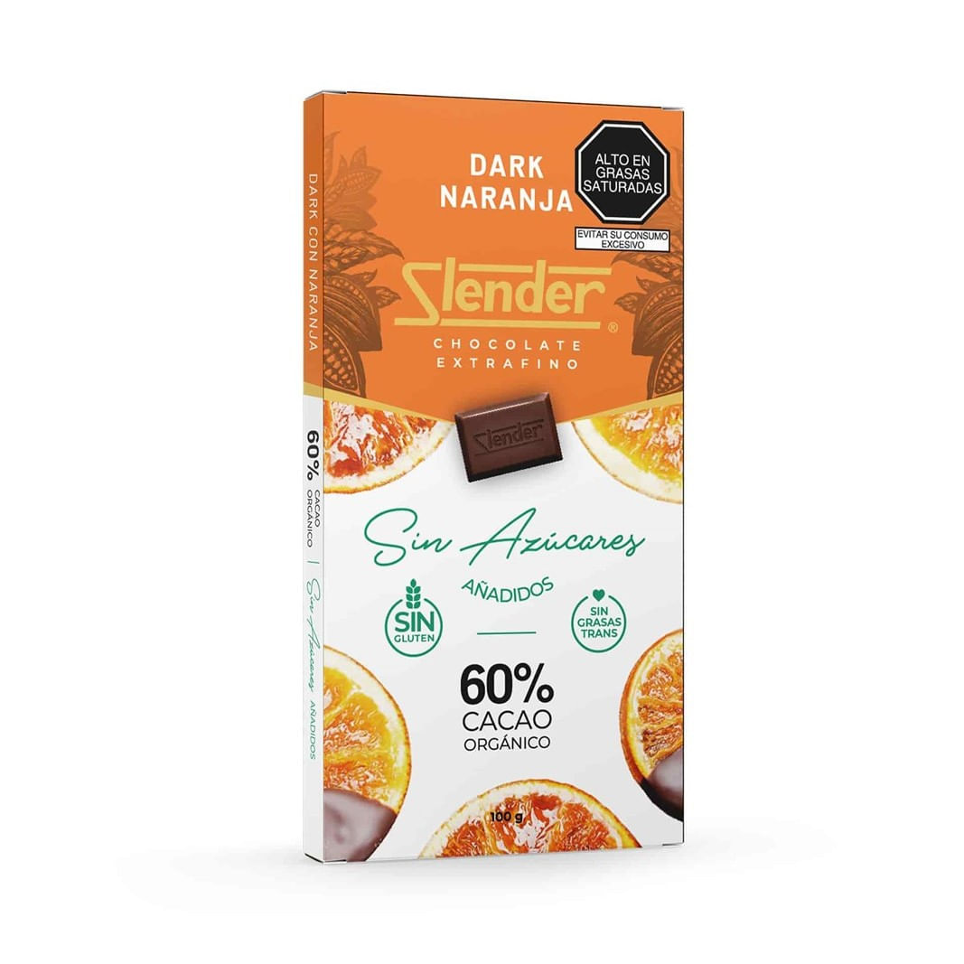 Slender Chocolate Dark Naranja sin Azúcar 60% Cacao 100 g Precio ...