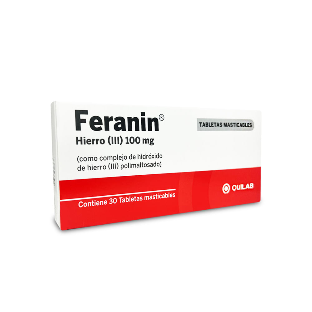Feranin 100 mg Tabletas Masticables 30 und