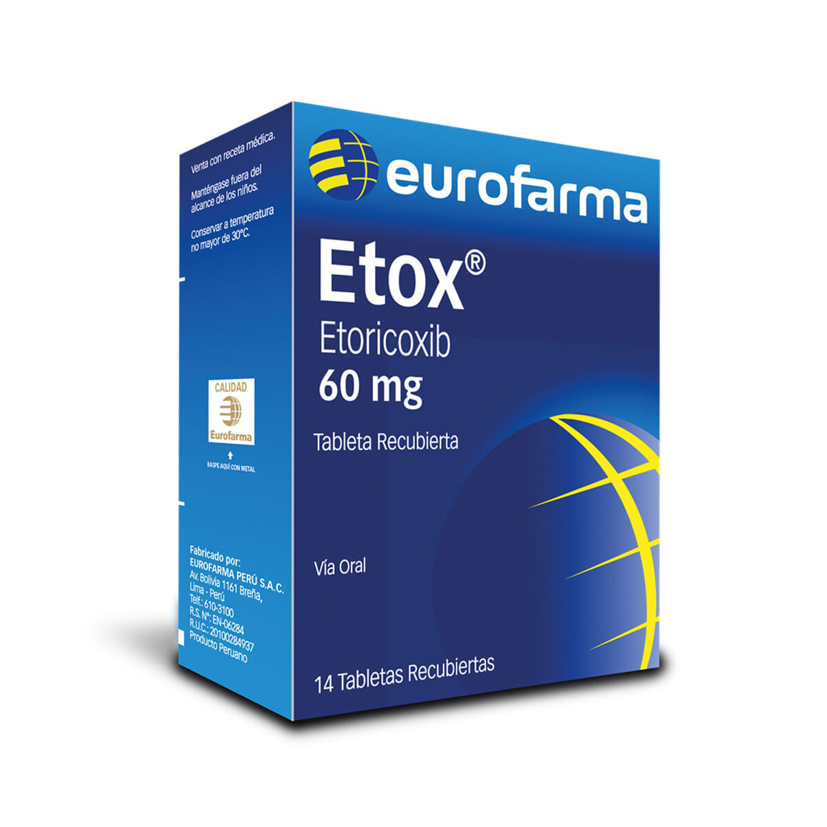 Etox 60 mg Tabletas Recubiertas 14 und