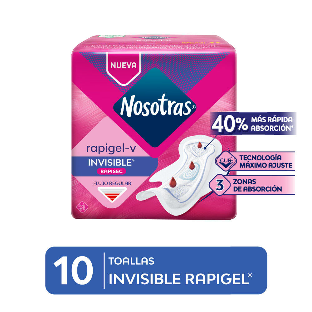 Nosotras Invisible Rapigel Toallas Higiénicas 10 und Precio + Delivery ...