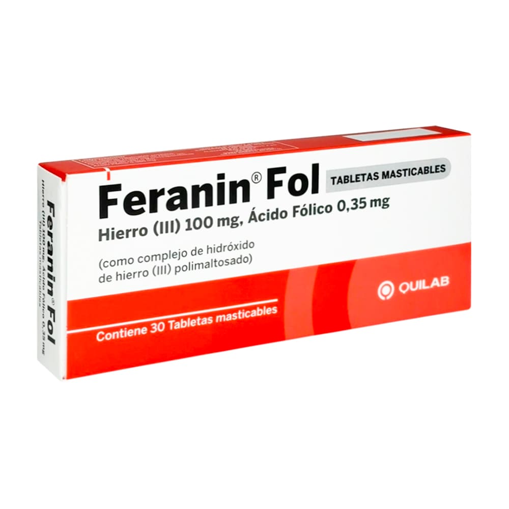 Feranin Fol 100 mg + 0.35 mg Tabletas Masticables 30 und