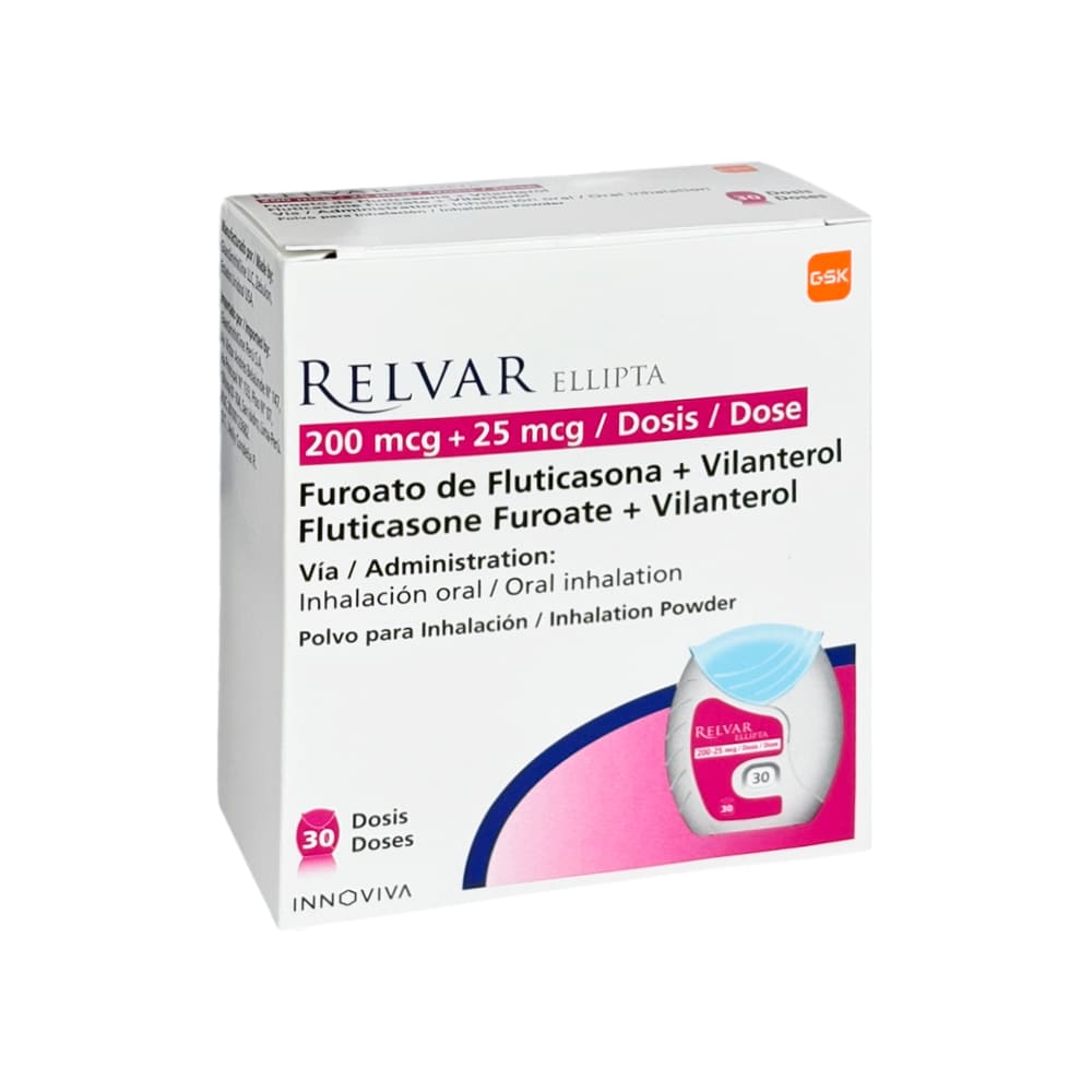 Relvar Ellipta 200 mcg + 25 mcg Polvo para Inhalación 30 dss