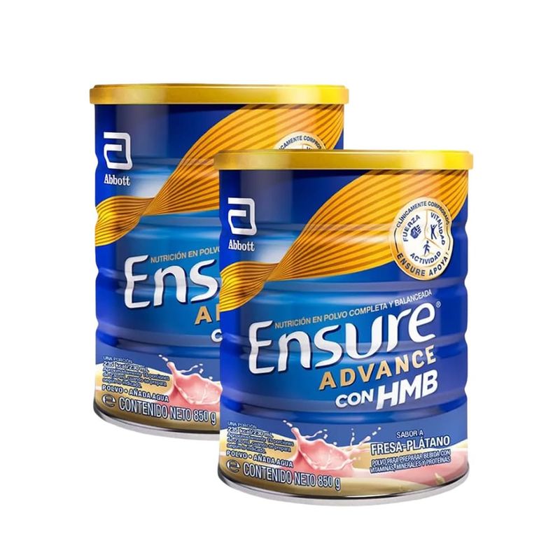 Pack x 2 Ensure Advance con HMB en Polvo Sabor Fresa Plátano 850 g c/u ...