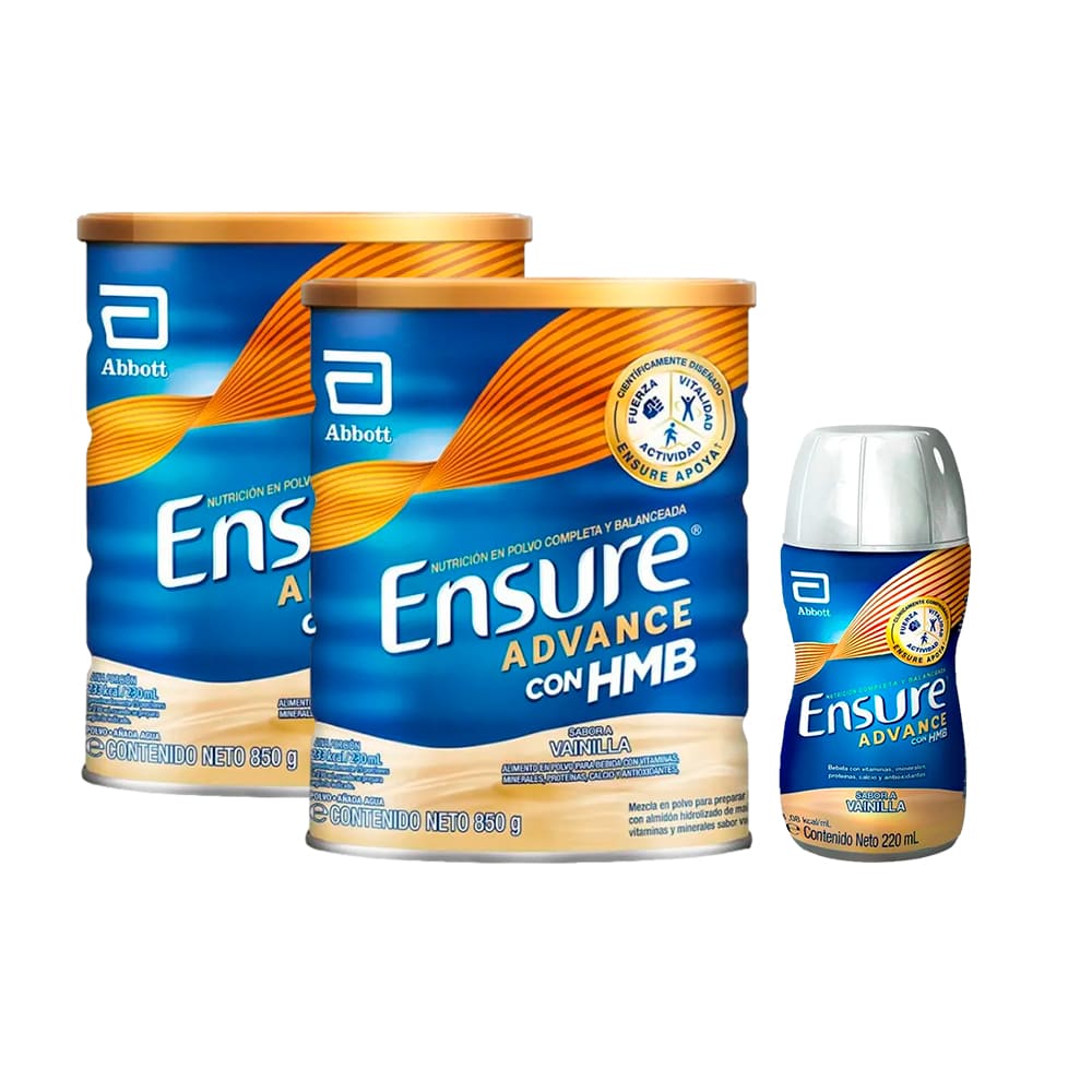 Pack Ensure Advance con HMB en Polvo Vainilla 2 und Lata 850 g c/u + 1 ...